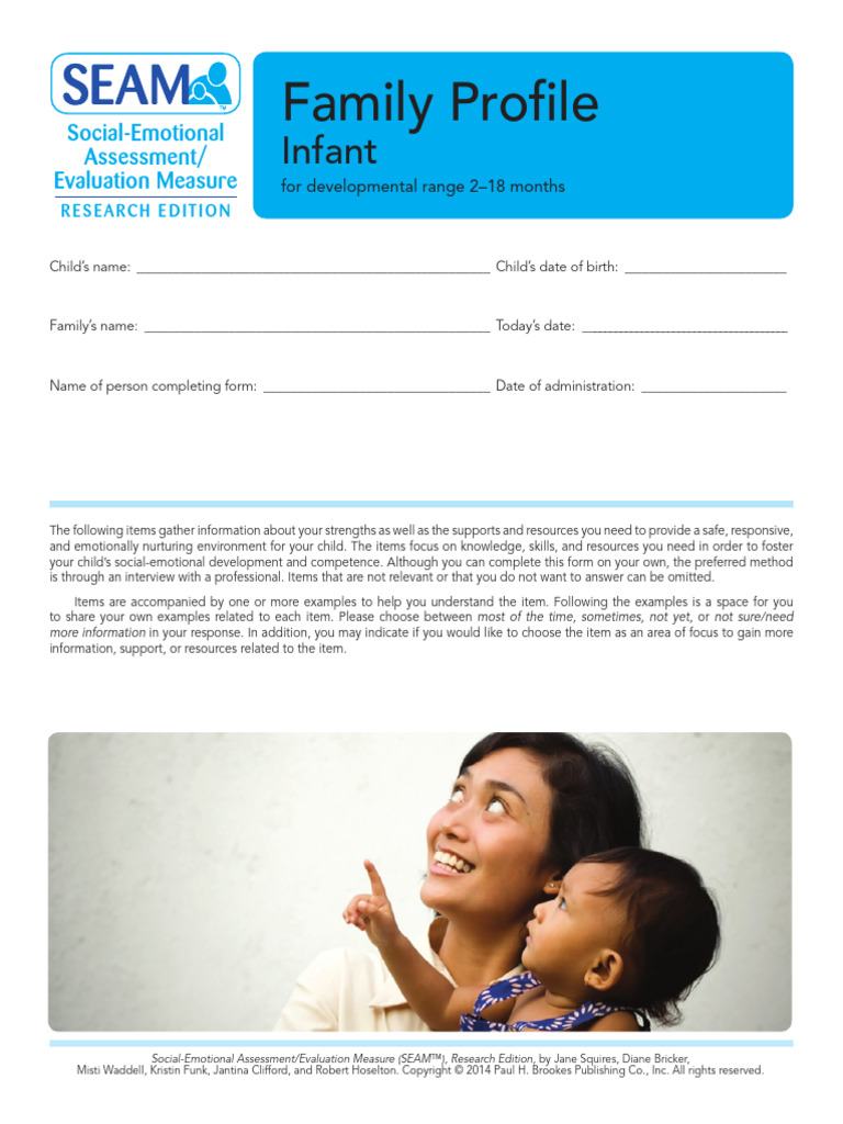 SEAM Infant Family Profile | PDF | Childhood | Human Life Stages