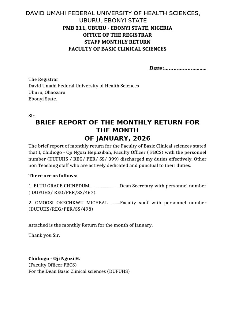 David Umahi Federal University of Health Sciences - 063057 | PDF | Medicine