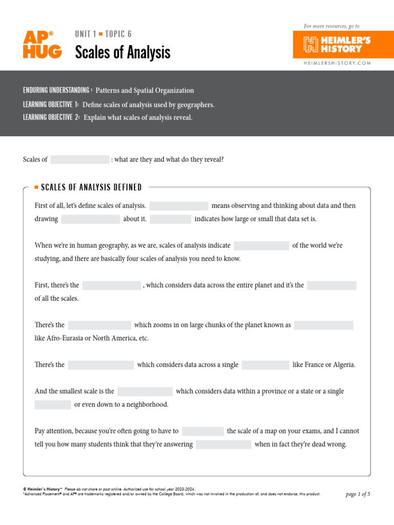 AP HUG Unit 1 Topic 6 Noteguides | PDF | Geography | Map