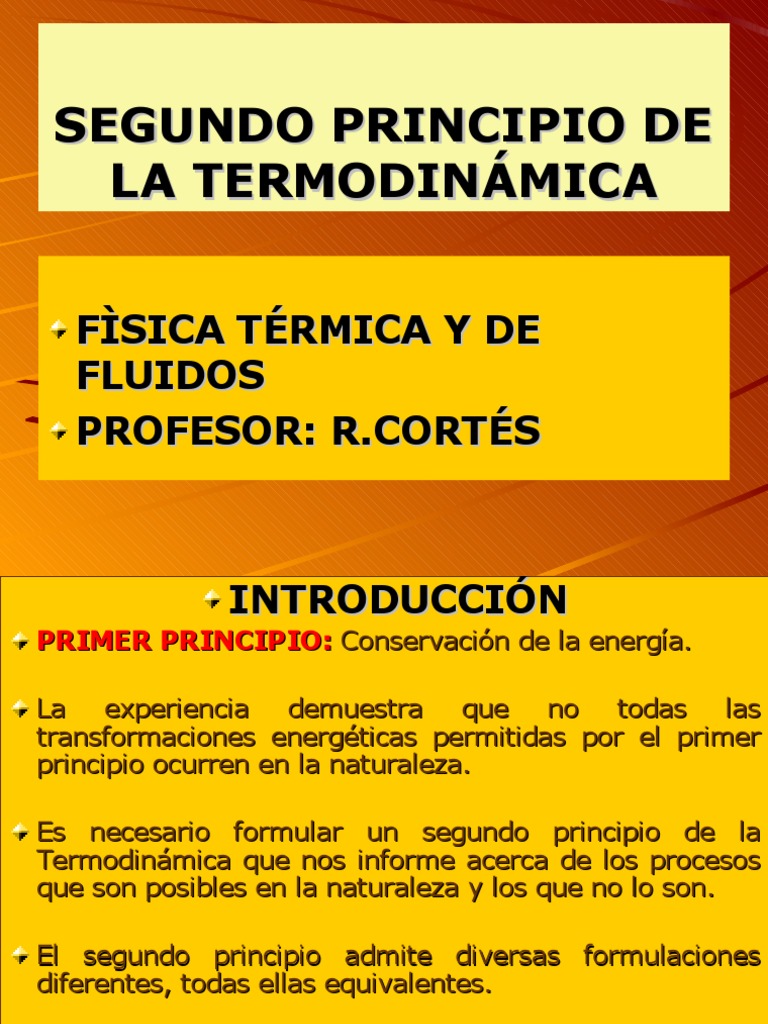 Segundo Principio de La Termodinamica | PDF | Termodinámica | Calor