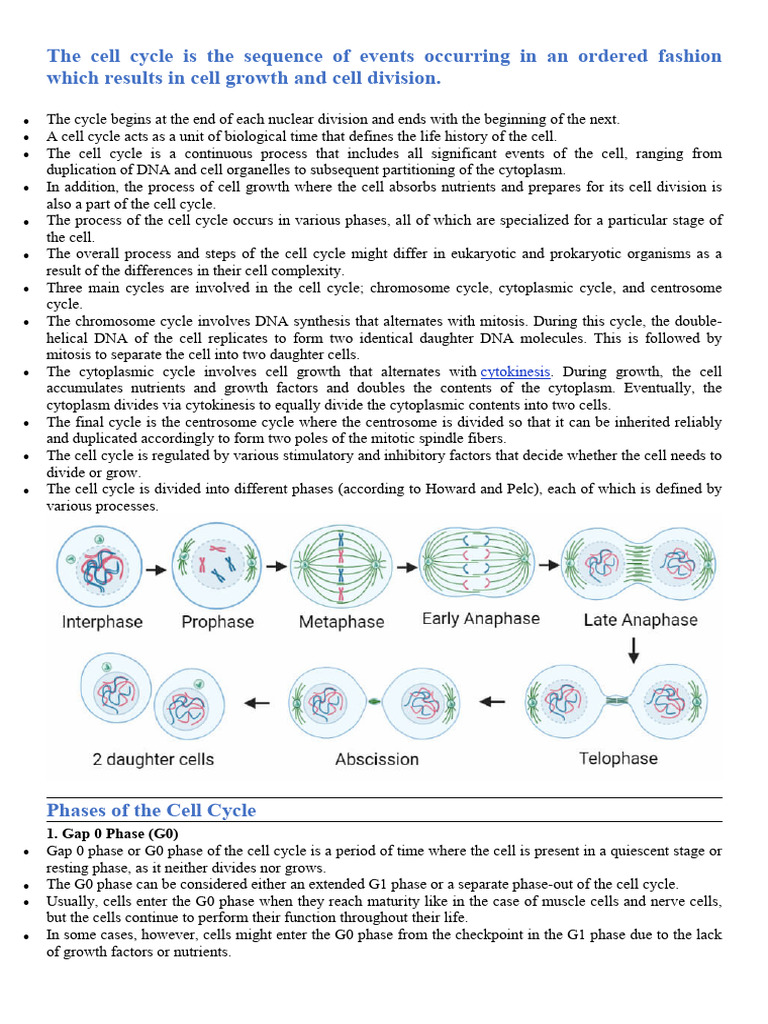 Cell Cycle and Its Regulation | PDF | Cell Cycle | Mitosis