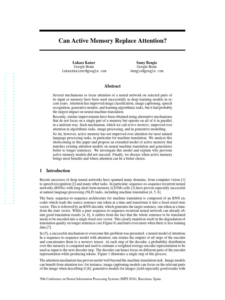 Can Active Memory Replace Attention | PDF | Applied Mathematics ...