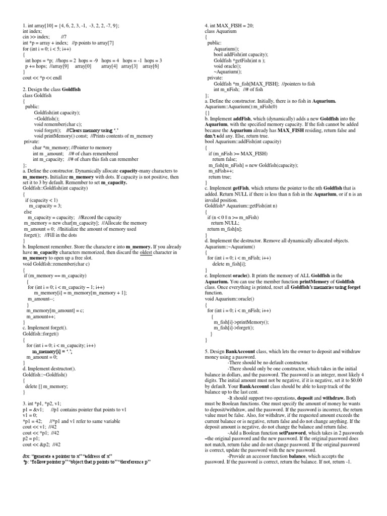 Pointers And Classes Exploring Pointer Manipulation And Class Implementations Pdf Pointer