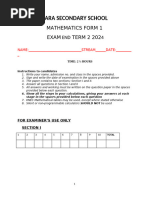Form 1 Mathematics Exam Paper 2023 | PDF | Sphere | Area