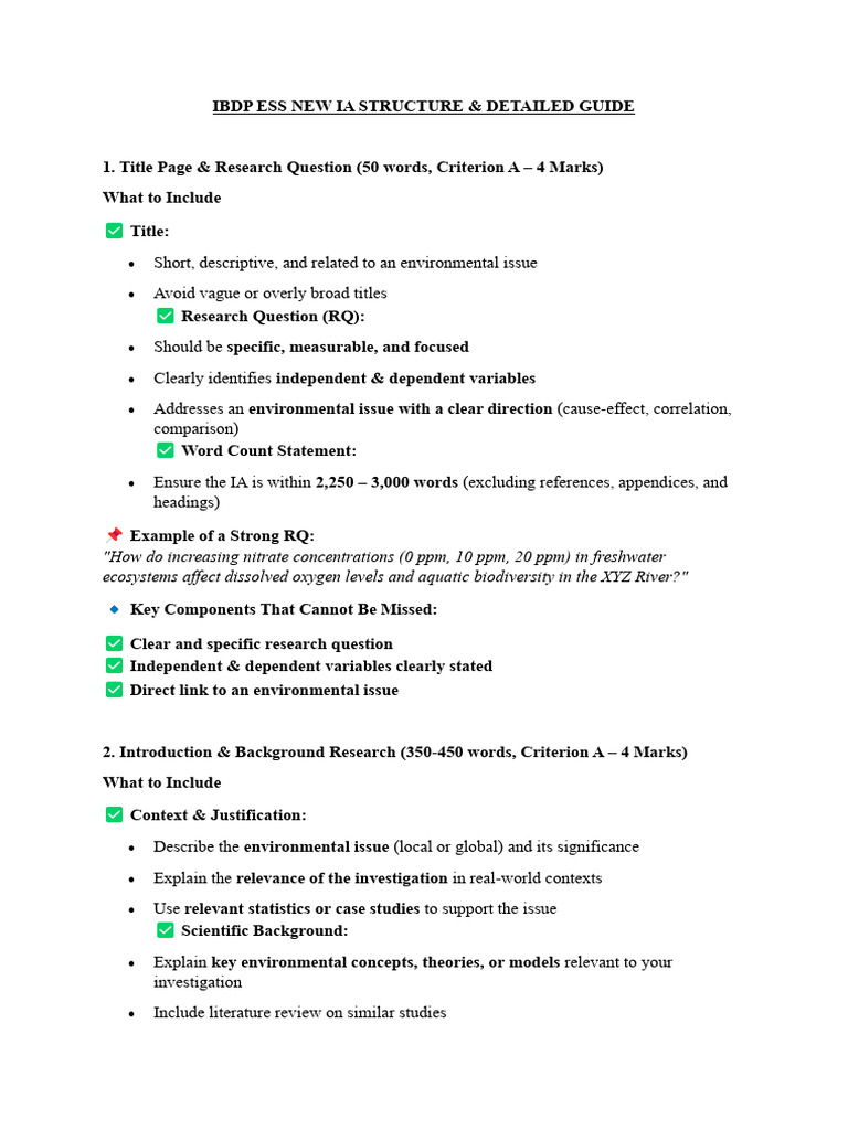 Ibdp Ess New Ia Structure | PDF | Sustainability | Sampling (Statistics)