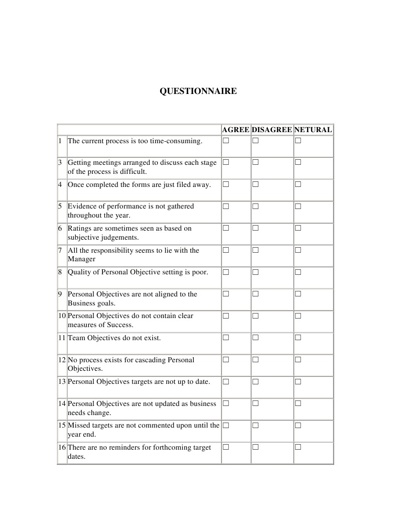 Questionnaire: Agree Disagree Netural | PDF