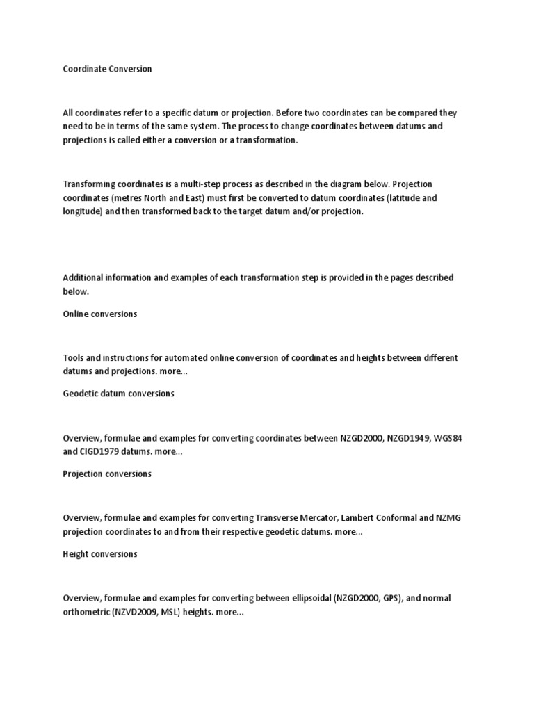 Coordinate Conversion Pdf Geodesy Surveying