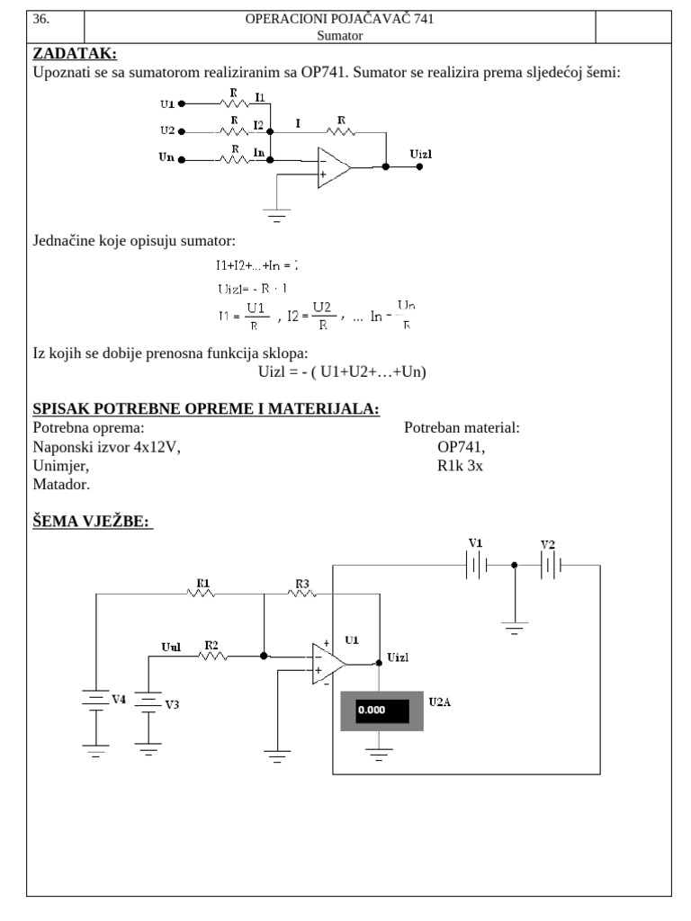 Sumator OP 741 | PDF