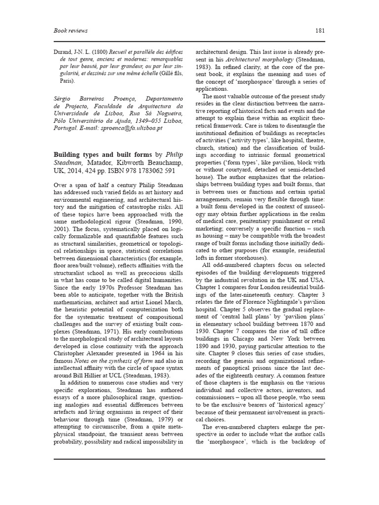 P Steadman 2014 Building Types and Built | PDF