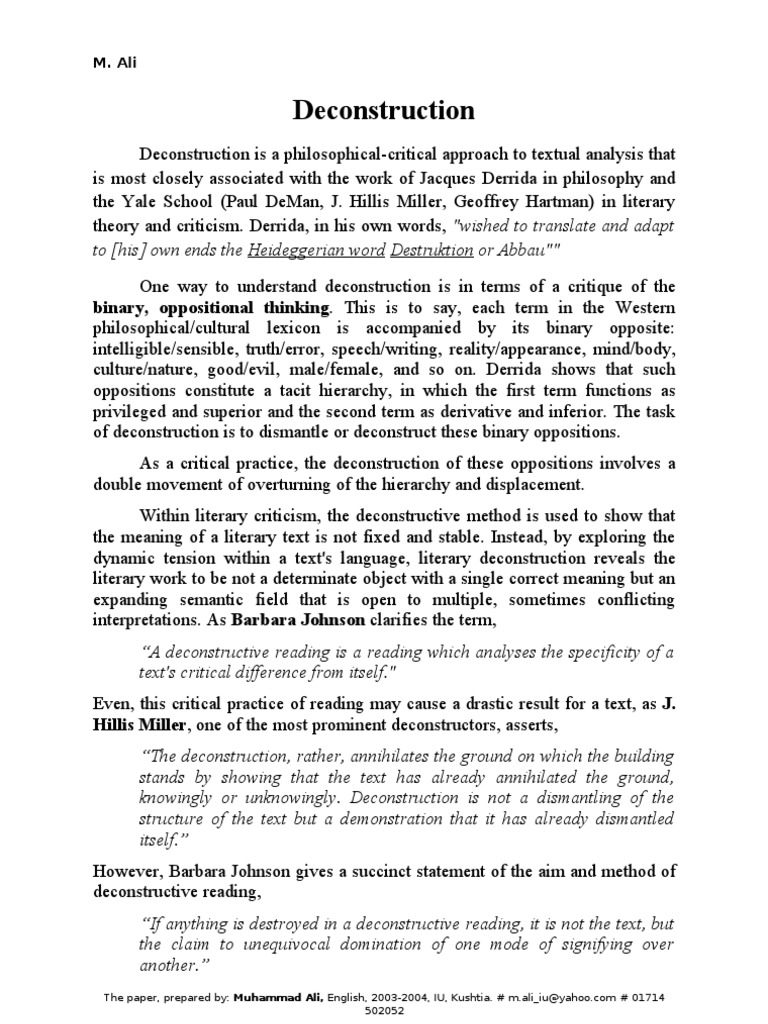 Deconstruction | Deconstruction | Jacques Derrida