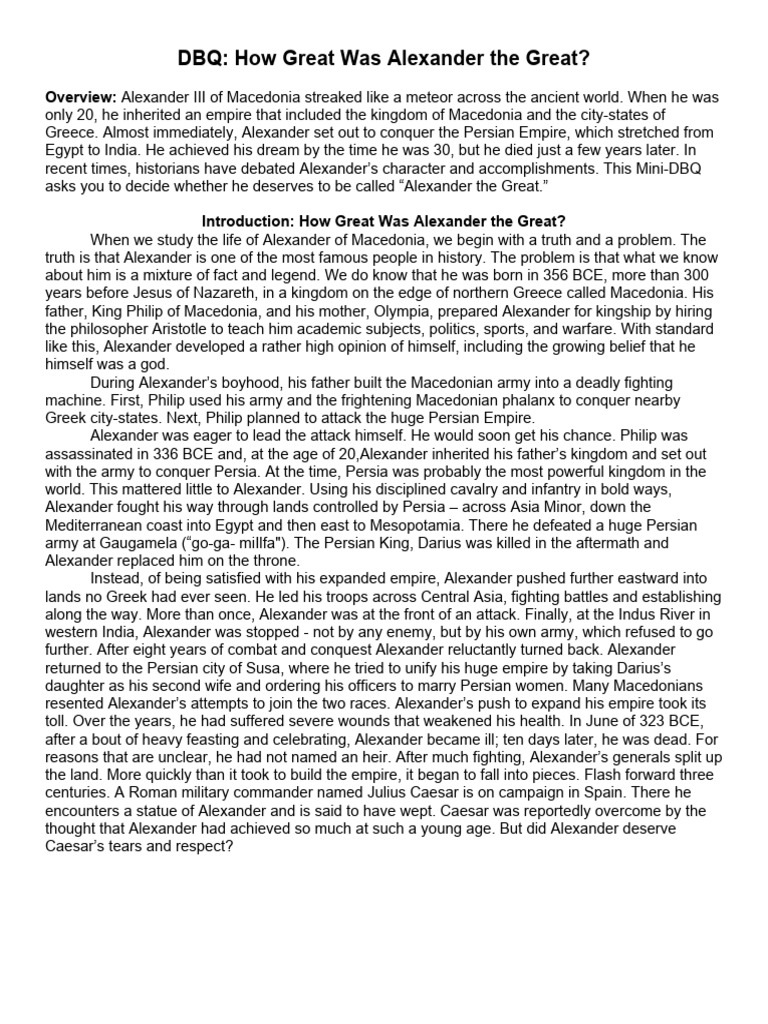 Alexander The Great DBQ | PDF | Achaemenid Empire | Alexander The Great