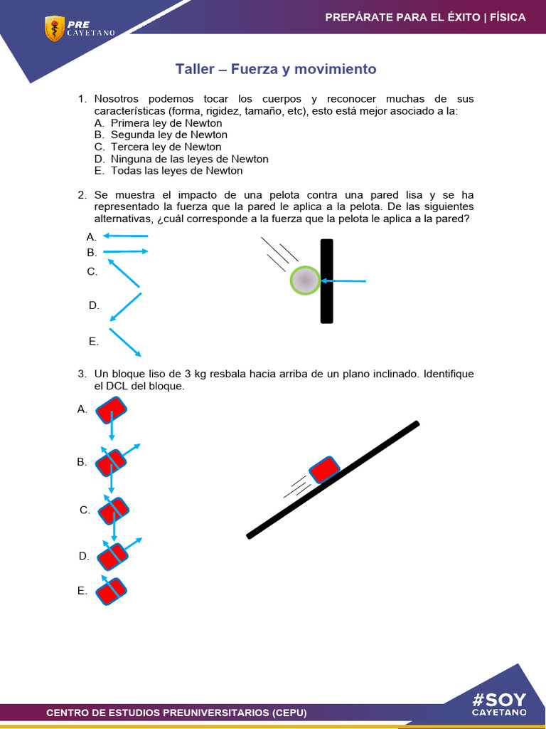 Tema 5 - Taller - Fuerza y Movimiento | PDF | Fuerza | Masa