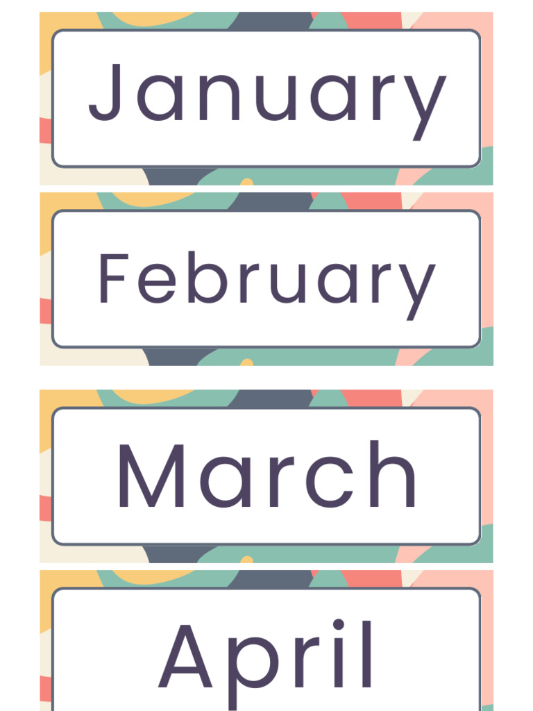 Colorful Tropical Months of The Year Decor | PDF