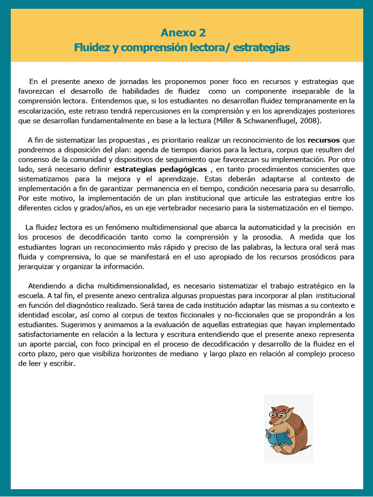 Anexo 2 Fluidez y Comprensión Lectora. Estrategias | PDF | Comprensión ...