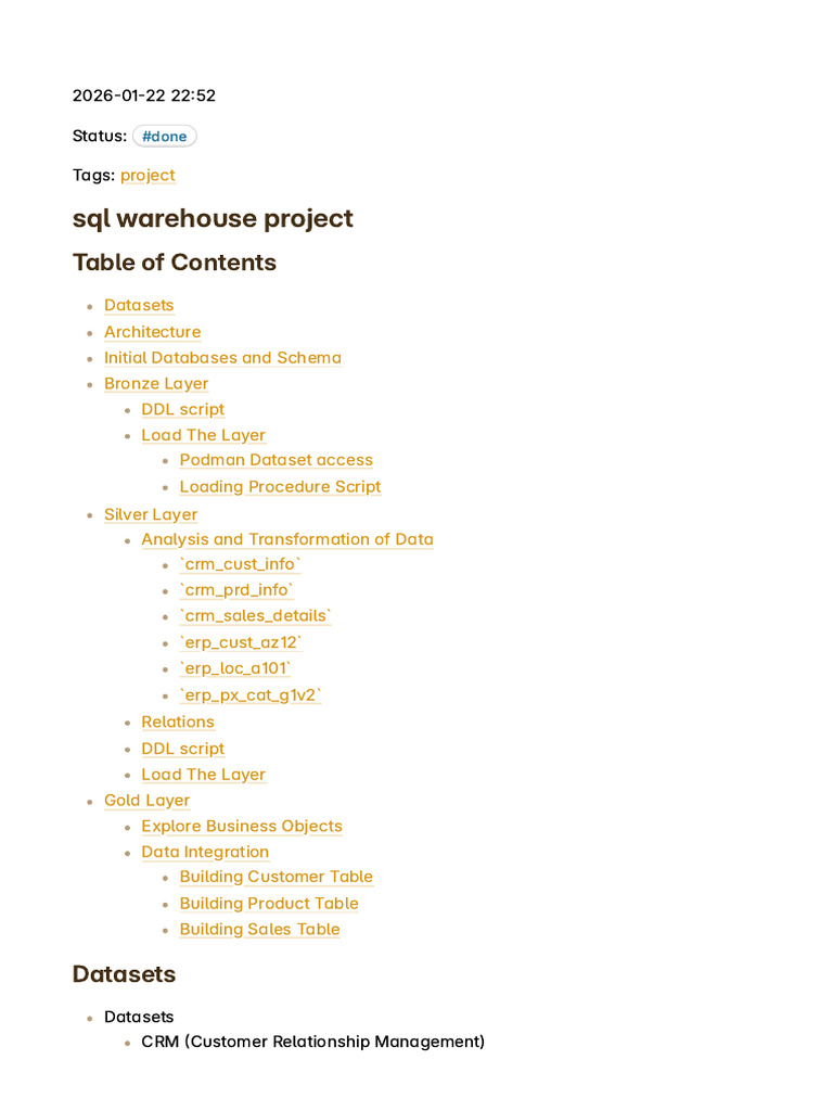 SQL Warehouse Project Notes | PDF | Databases | Software Design
