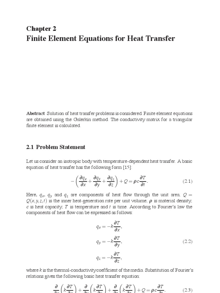 Finite Element Heat Transfer Equations Pdf Finite Element Method Nonlinear System
