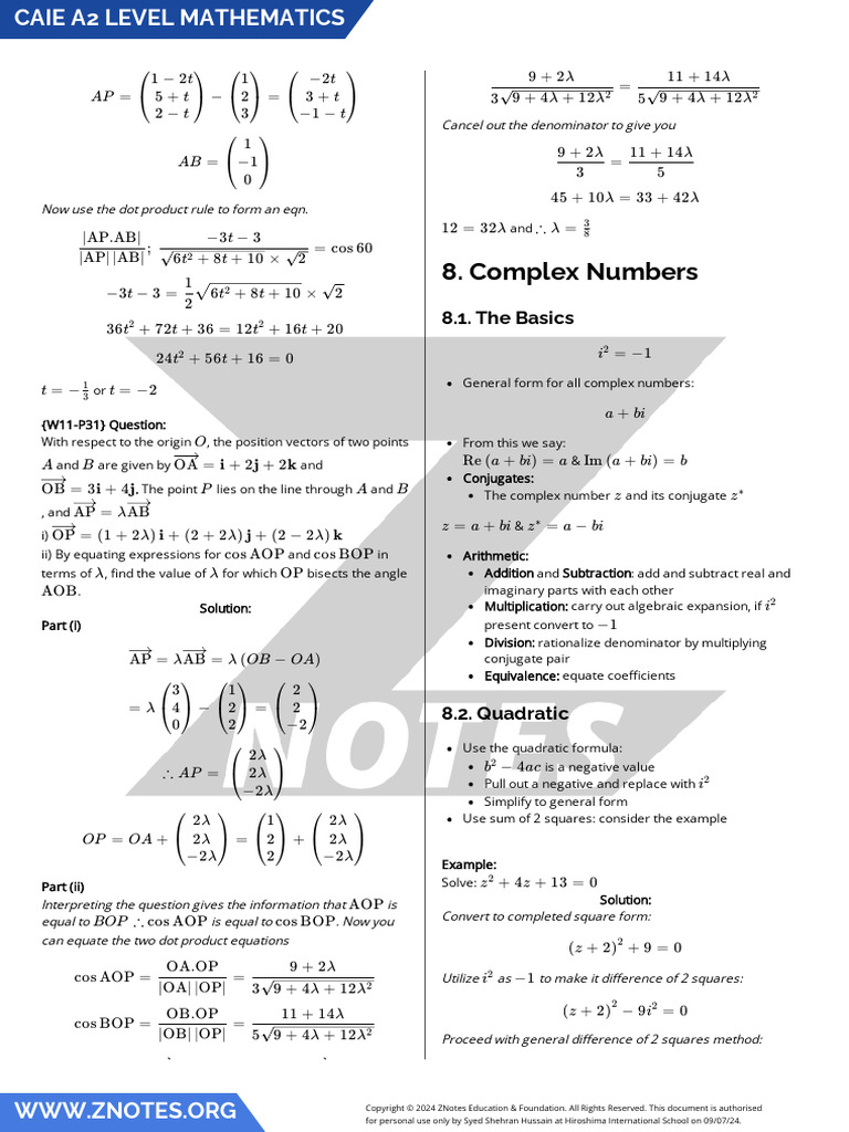CH 8 Complex Numbers | PDF