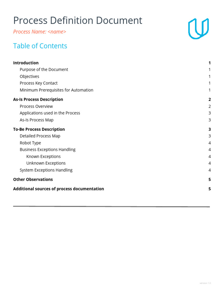 Starter Template Process Definition Document PDD | PDF | Business ...