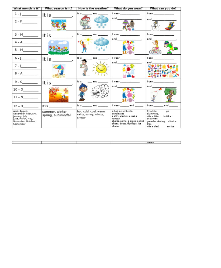 Weather - Lesson 4 - Seasons of The Year | PDF | Dress Codes ...