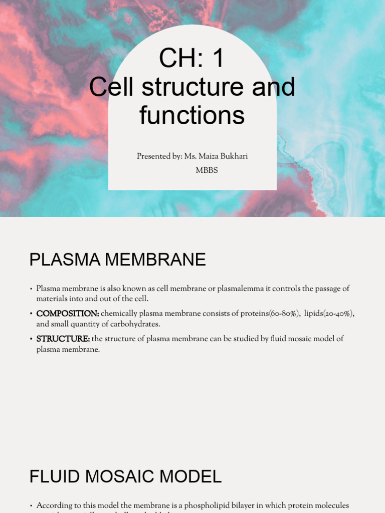 Chapter 1 Cell Structure and Function (Plasma Membrane) | PDF