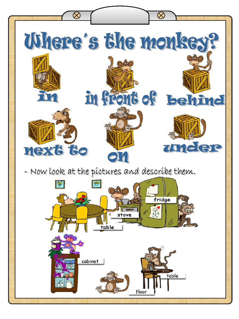 PREPOSITIONS Wheres The Monkey | PDF