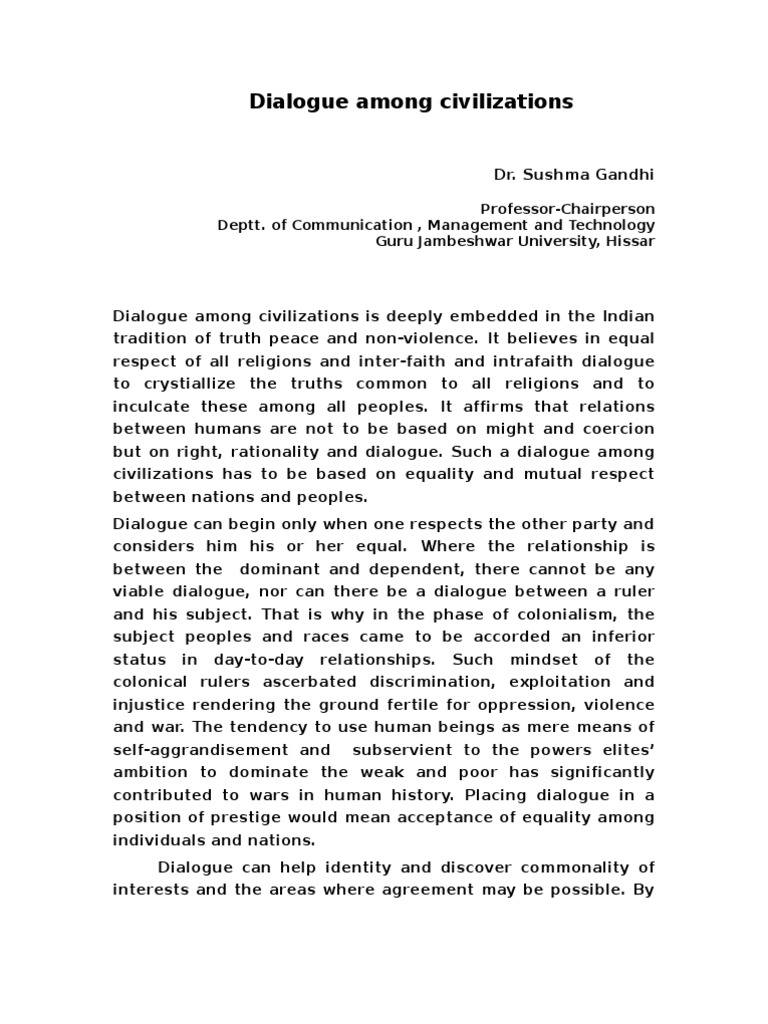 Dialogue Among Civilizations | PDF | Civilization | Reason