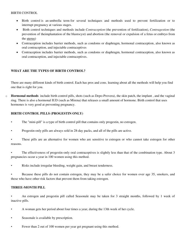 What Are The Types of Birth Control? | PDF | Birth Control | Combined ...