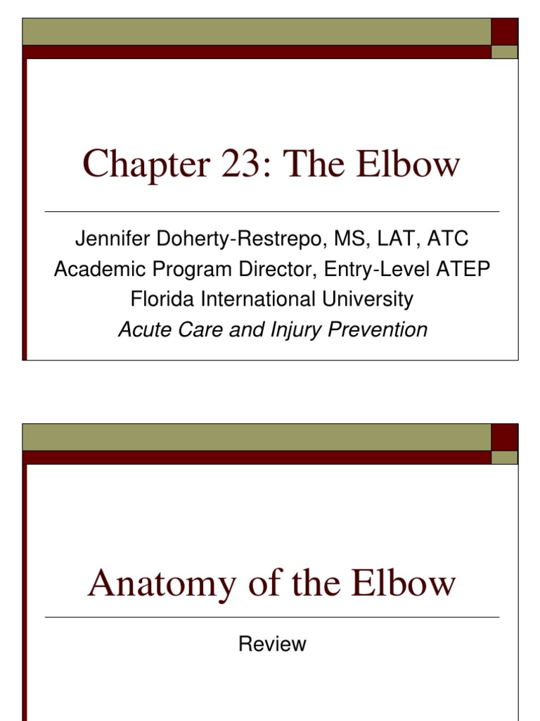 Chapter 23: The Elbow | PDF | Elbow | Anatomical Terms Of Motion