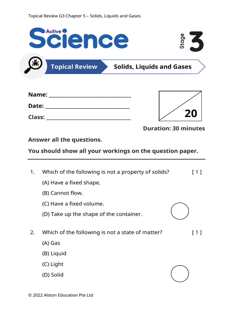 Active Science Topical Review | PDF | Gases | Liquids