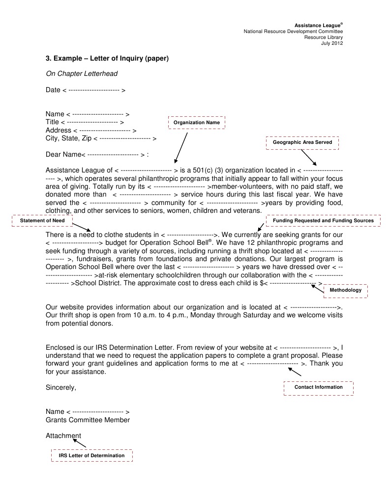 On Chapter Letterhead: 3. Example - Letter of Inquiry (Paper) | PDF ...