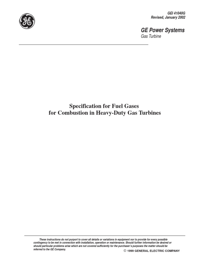 GE Turbine Fuel Specs | PDF | Gasification | Natural Gas