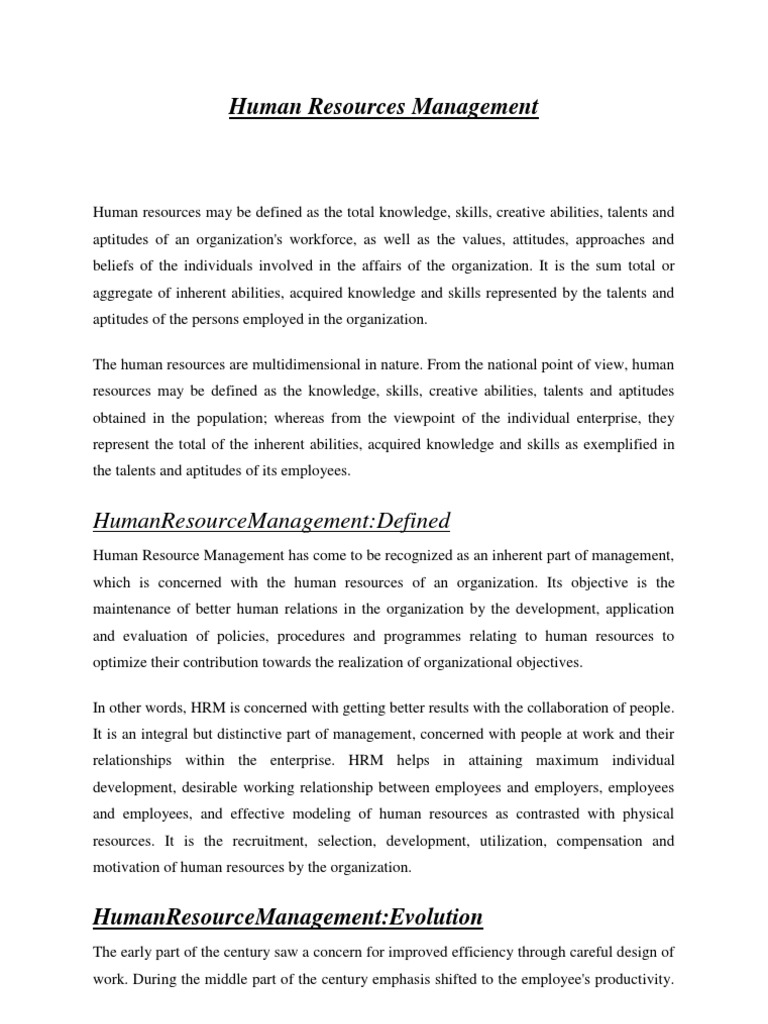 Human Resources Management | PDF | Human Resource Management ...