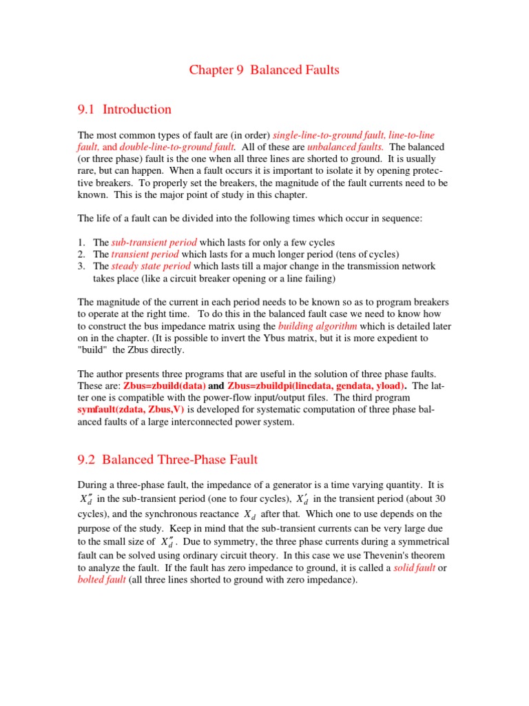 Chapter 9 Balanced Faults | PDF | Electrical Impedance | Electronics