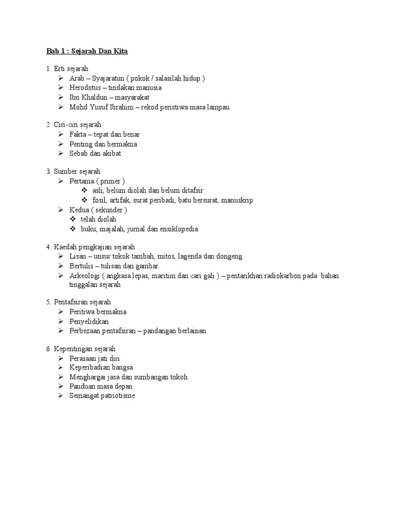 Sejarah Tingkatan 1 Bab 1 | PDF