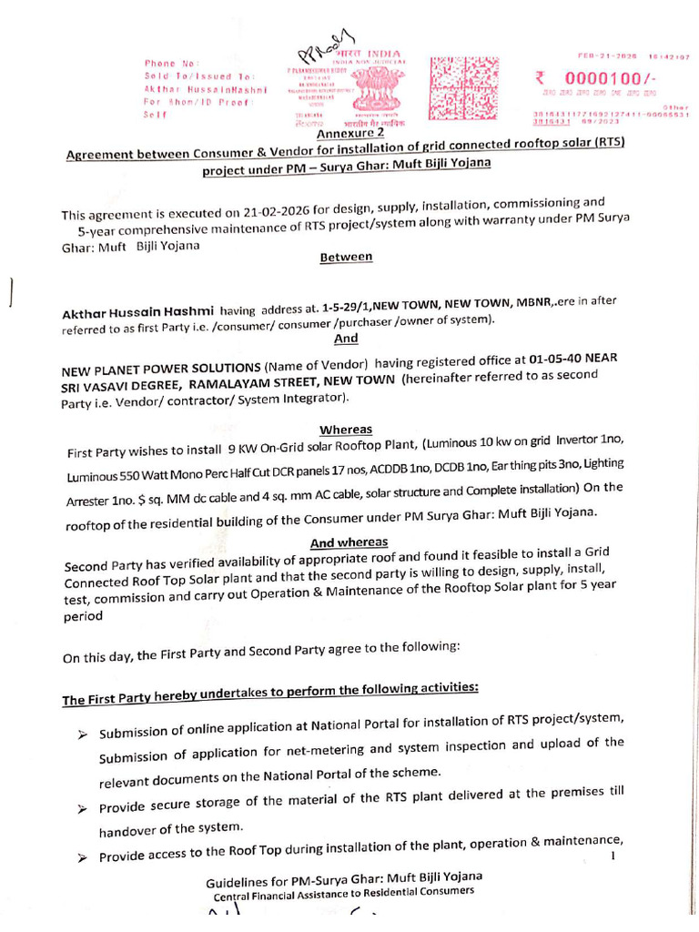 Akthar Hussain Hashmi Aggrement - Compressed | PDF