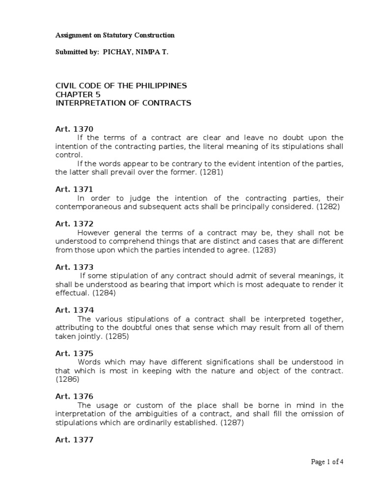 Assignment - Interpretation of Contracts | PDF | Statutory Interpretation | Public Law
