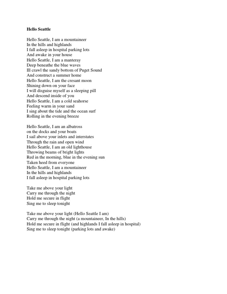 Hello Seattle: A Poetic Tribute | PDF