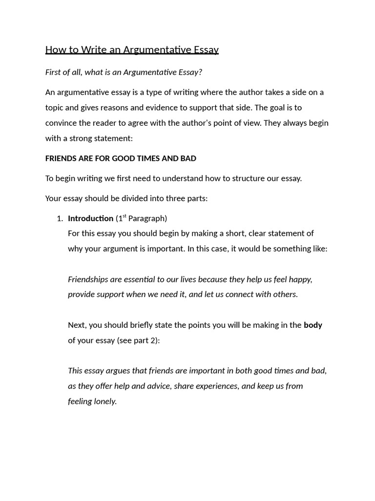 How To Write An Argumentative Essay (Max) | PDF