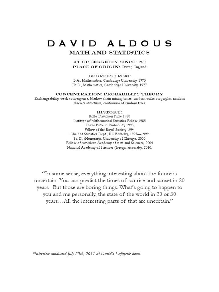 David Aldous: Math and Statistics | PDF | Statistics | Web Search Engine