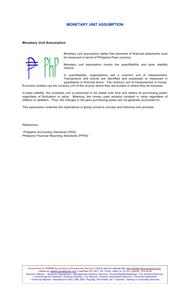 Monetary Unit Assumption