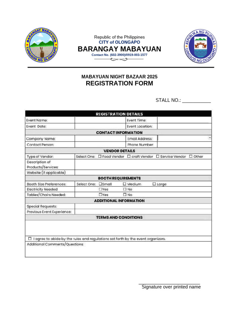 Bazaar 2025 Registration Form | PDF
