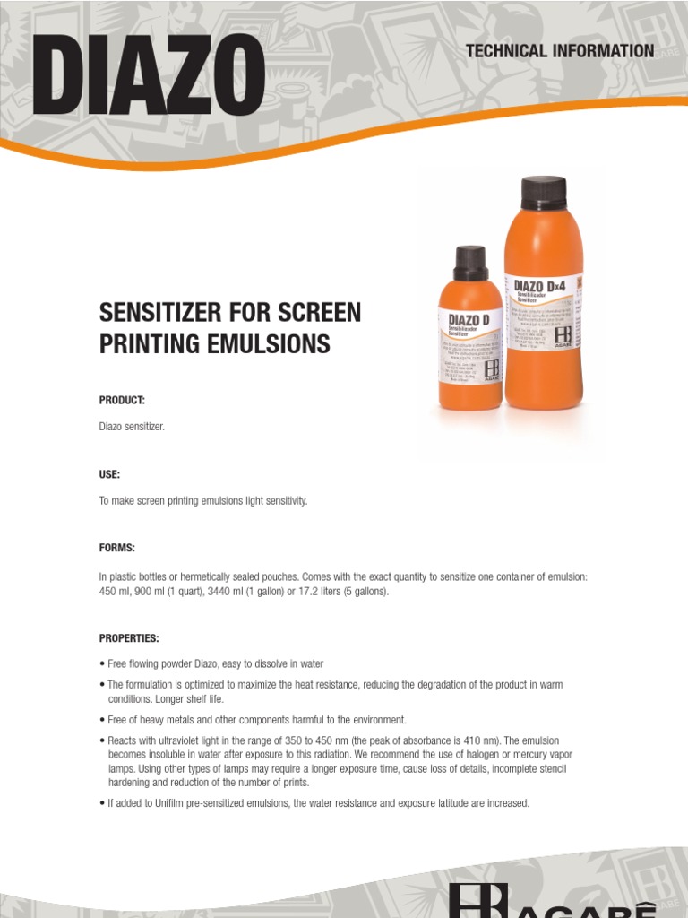 Diazo: Sensitizer For Screen Printing Emulsions