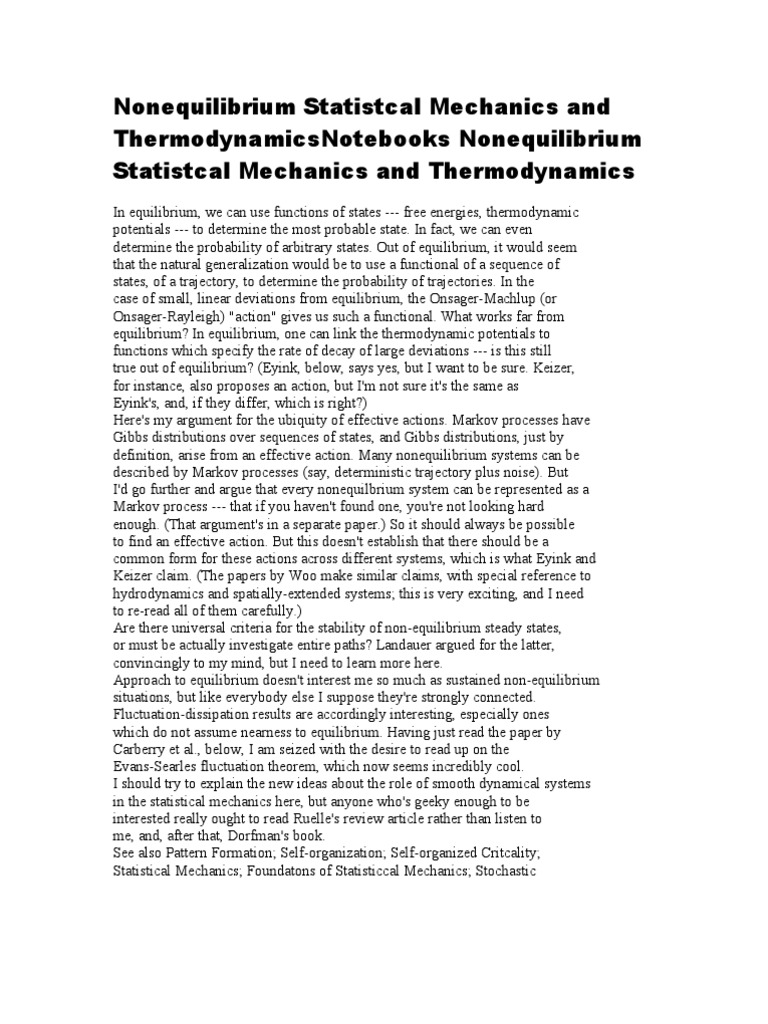 Nonequilibrium Statistical Mechanics | PDF | Non Equilibrium ...