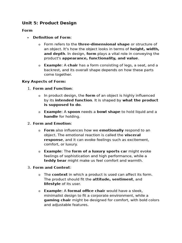 Unit 5 - Product Design | PDF | Chair