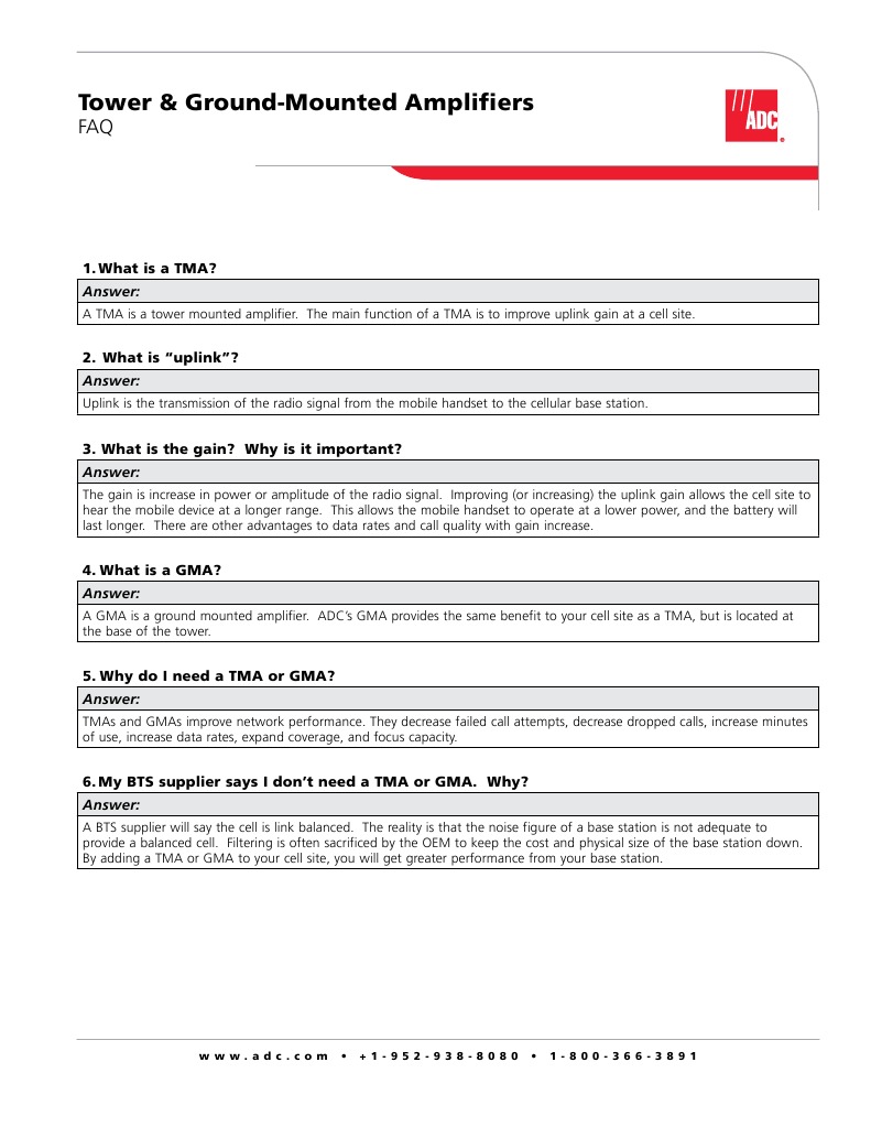 Tower & Ground-Mounted Amplifiers: 1. What Is A TMA? | PDF | Analog To ...