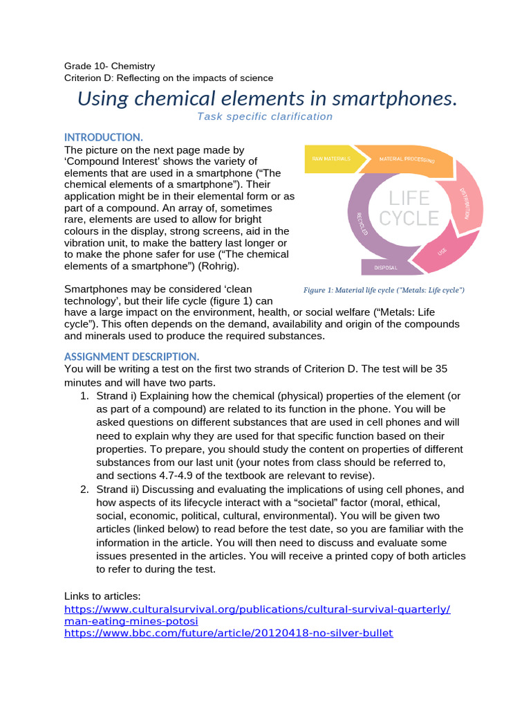 Crit D Task Sheet Mobile Phones | PDF | Chemical Substances | Smartphone