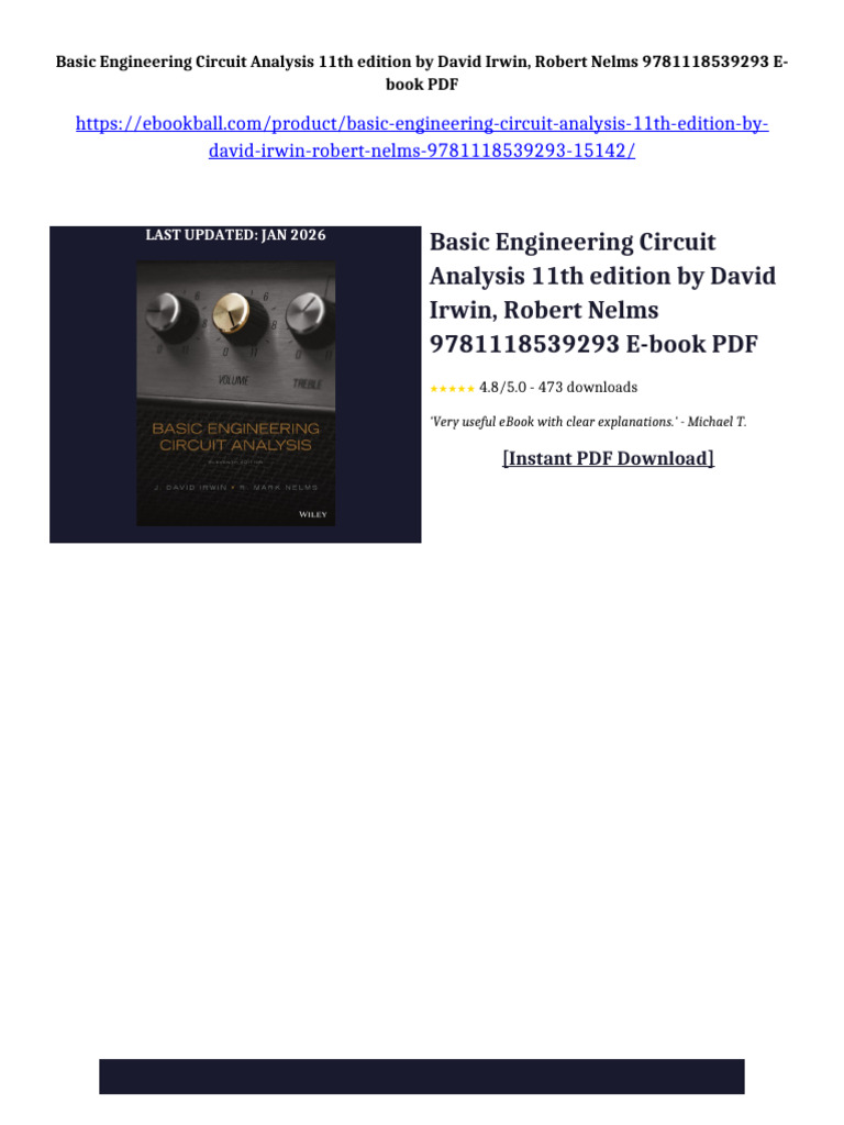 Basic Engineering Circuit Analysis 11th Edition by David Irwin, Robert ...