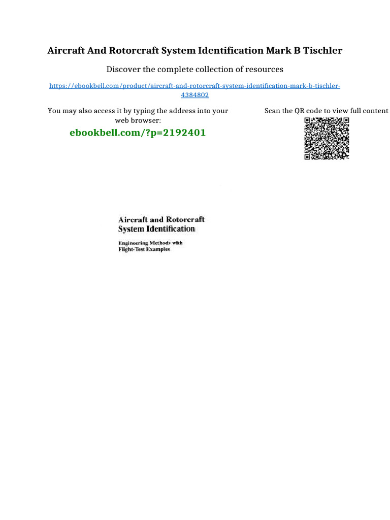 Aircraft and Rotorcraft System Identification Mark B Tischler Available ...