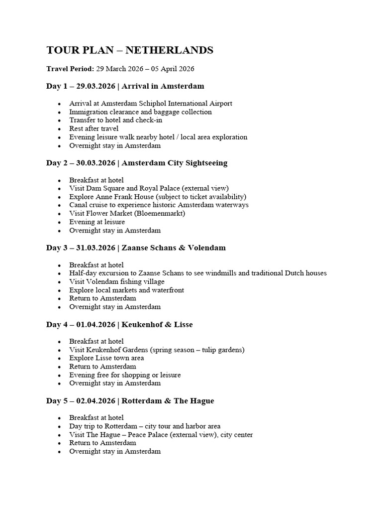 Tour Plan Savitha | PDF