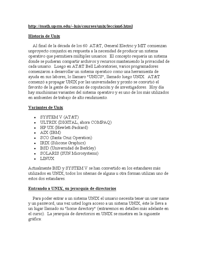 Manual Unix | PDF | Archivo de computadora | Interfaz de línea de comando